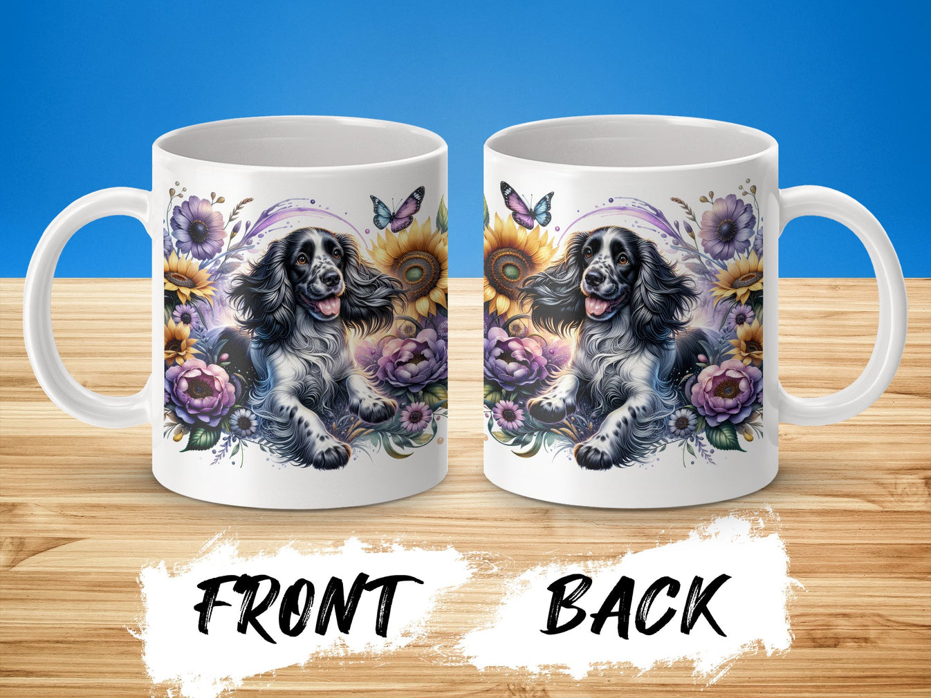Springer Spaniel Floral Art Illustrated Design Dog Mug – Design Vybe